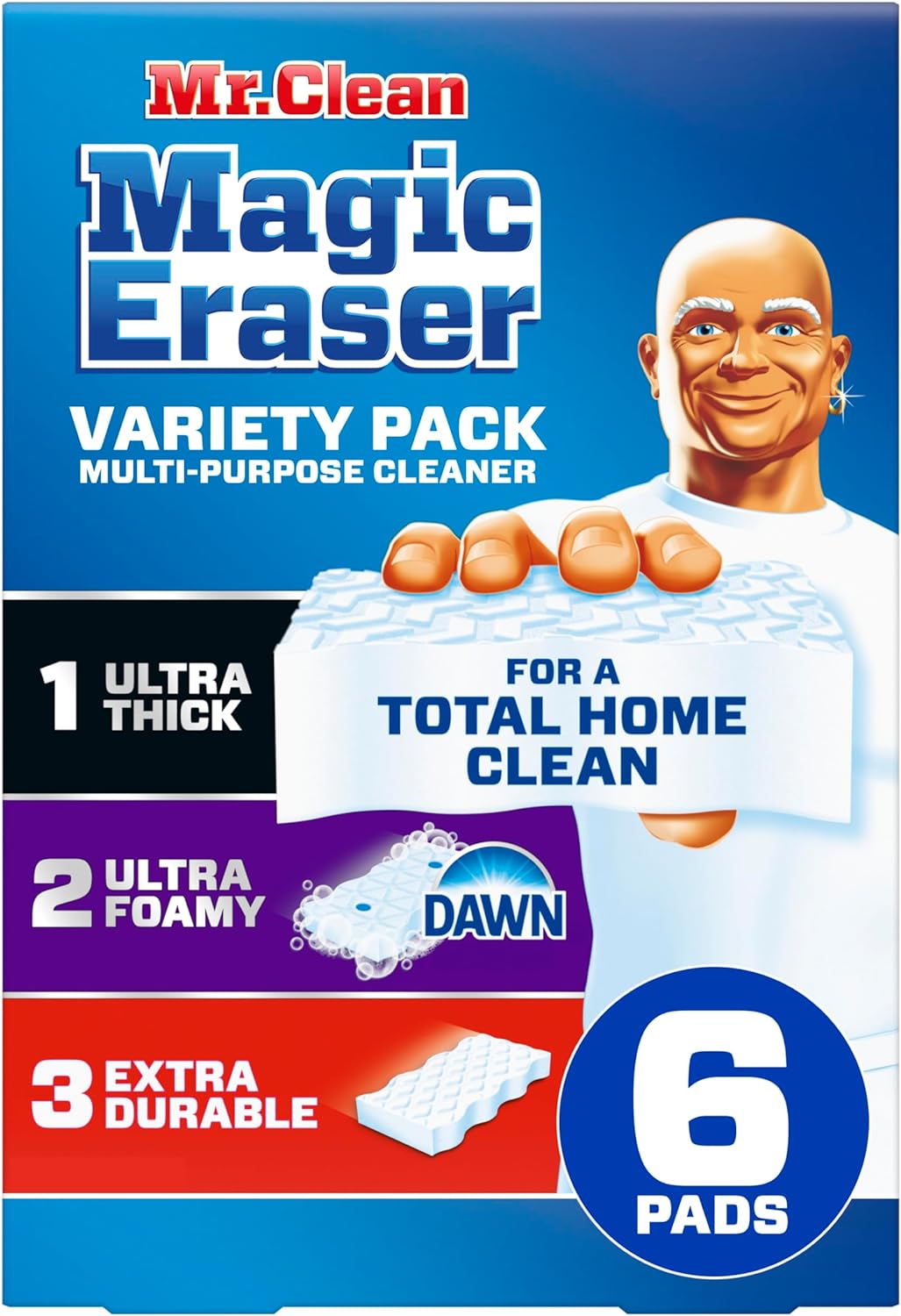 Mr. Clean Magic Eraser Variety Pack with Ultra Thick, Ultra Foamy Magic ...