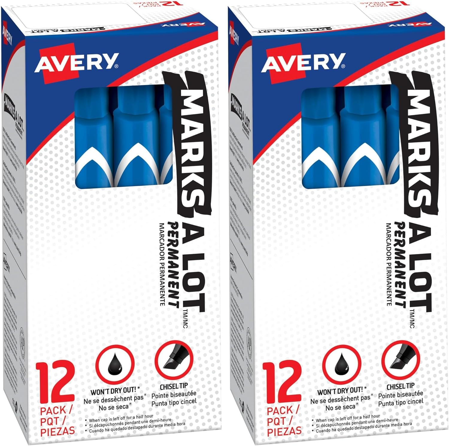AVERY Marks-A-Lot Permanent Markers (2 Packs of 12 Markers) for ONLY ...