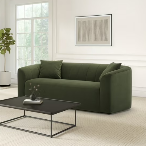 Cole & Rye Curved 79.53″ Sofa, Olive Velvet for ONLY $159.20 (Was $694 ...